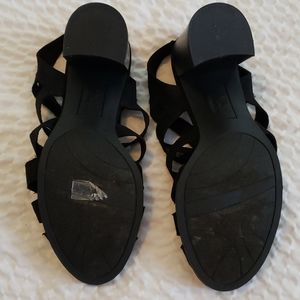 dexflex comfort | Shoes | Black Block Heels Caged Sandals Tegan | Poshmark